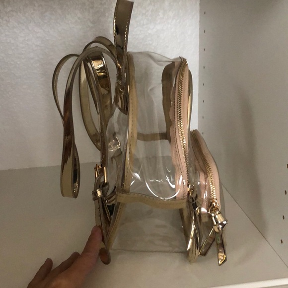 Bags | Nwt See Through Mini Back Pack With Gold Zipper | Poshmark